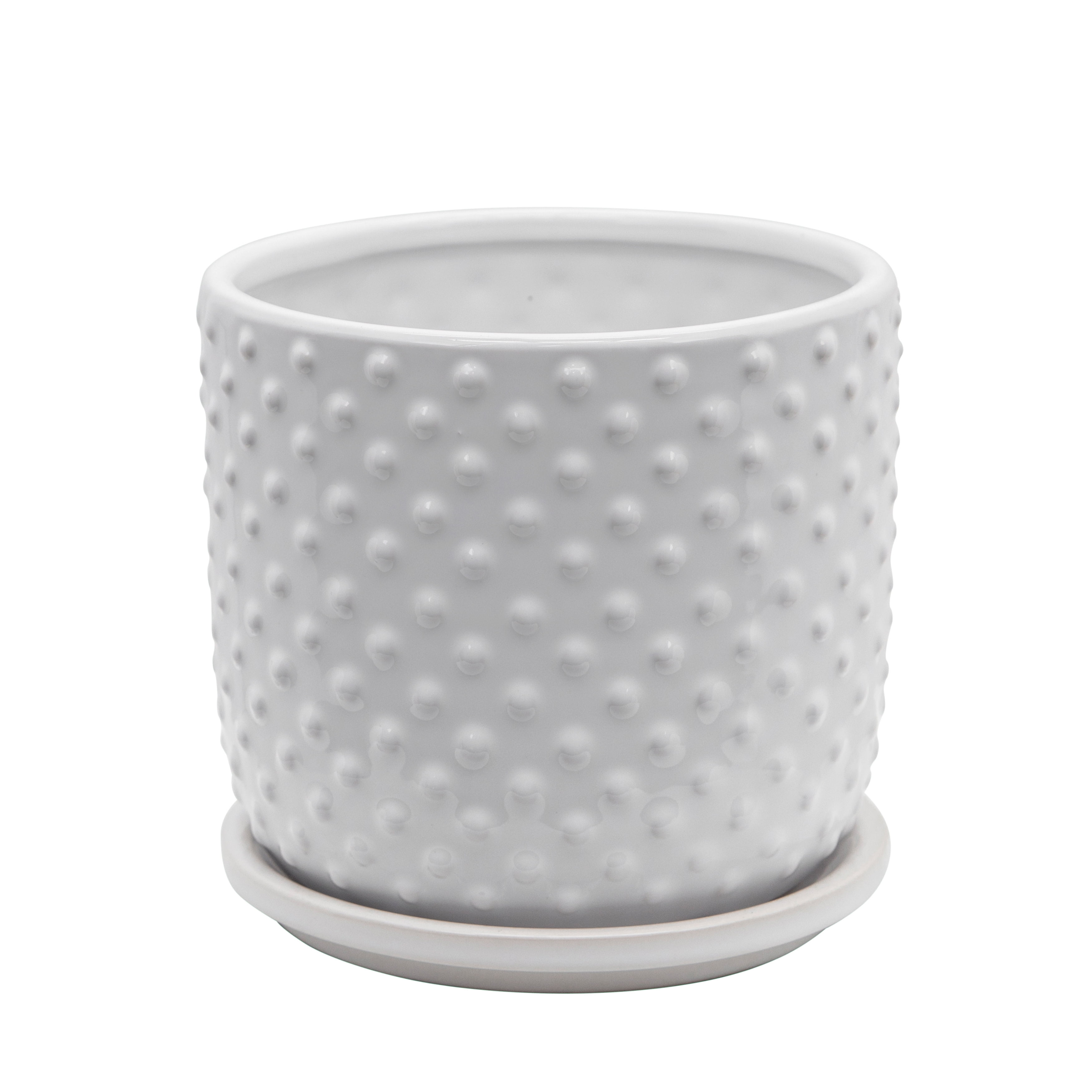 Sagebrook Home 6" Tiny Dots Planter With Saucer, White - Walmart.com
