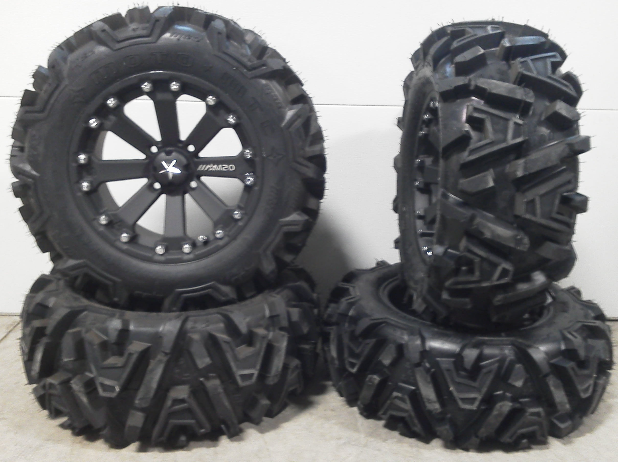 MSA Black Kore 14" ATV Wheels 26" Moto MTC Tires Honda Foreman Rancher ...
