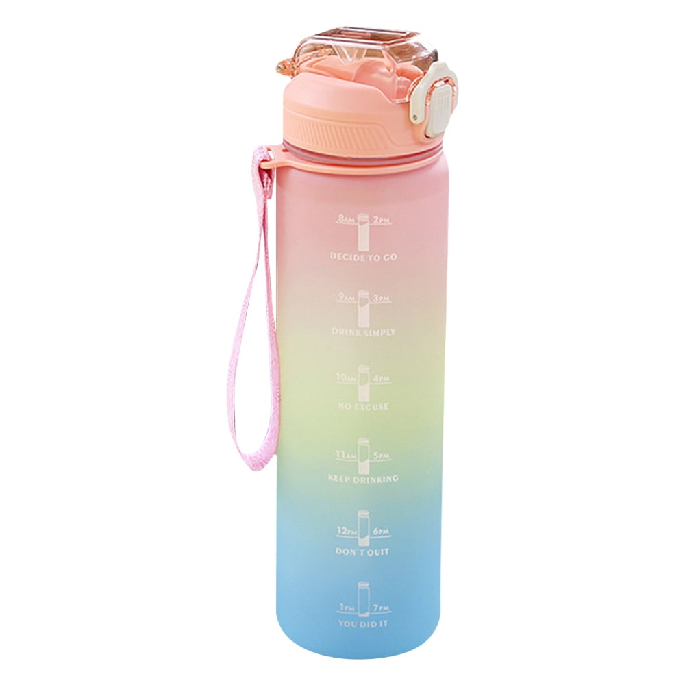 Water Bottles with Times to Drink and Straw, Motivational Water Bottle ...