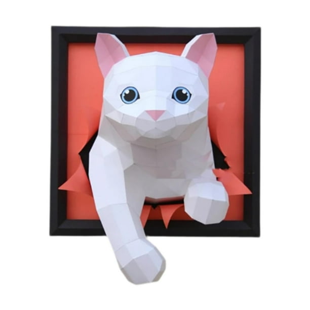 AMLESO 3D Paper Model Cat Wall Art Realistic Artwork DIY Kit Frame ...