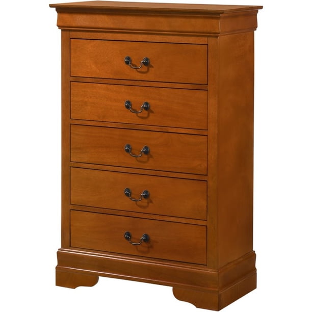 Glory Furniture Louis Phillipe 5 Drawer Chest in Oak - Walmart.com ...