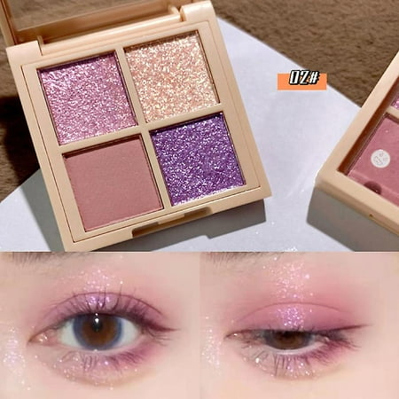 4 Color Eyeshadow Pearly Sequin Glitter Makeup Eyeshadow Palette Small ...