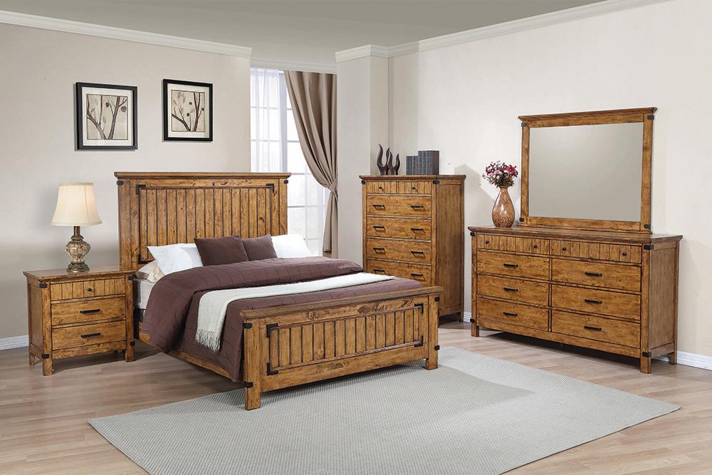 Brenner Panel Bedroom Set Rustic Honey - Walmart.com
