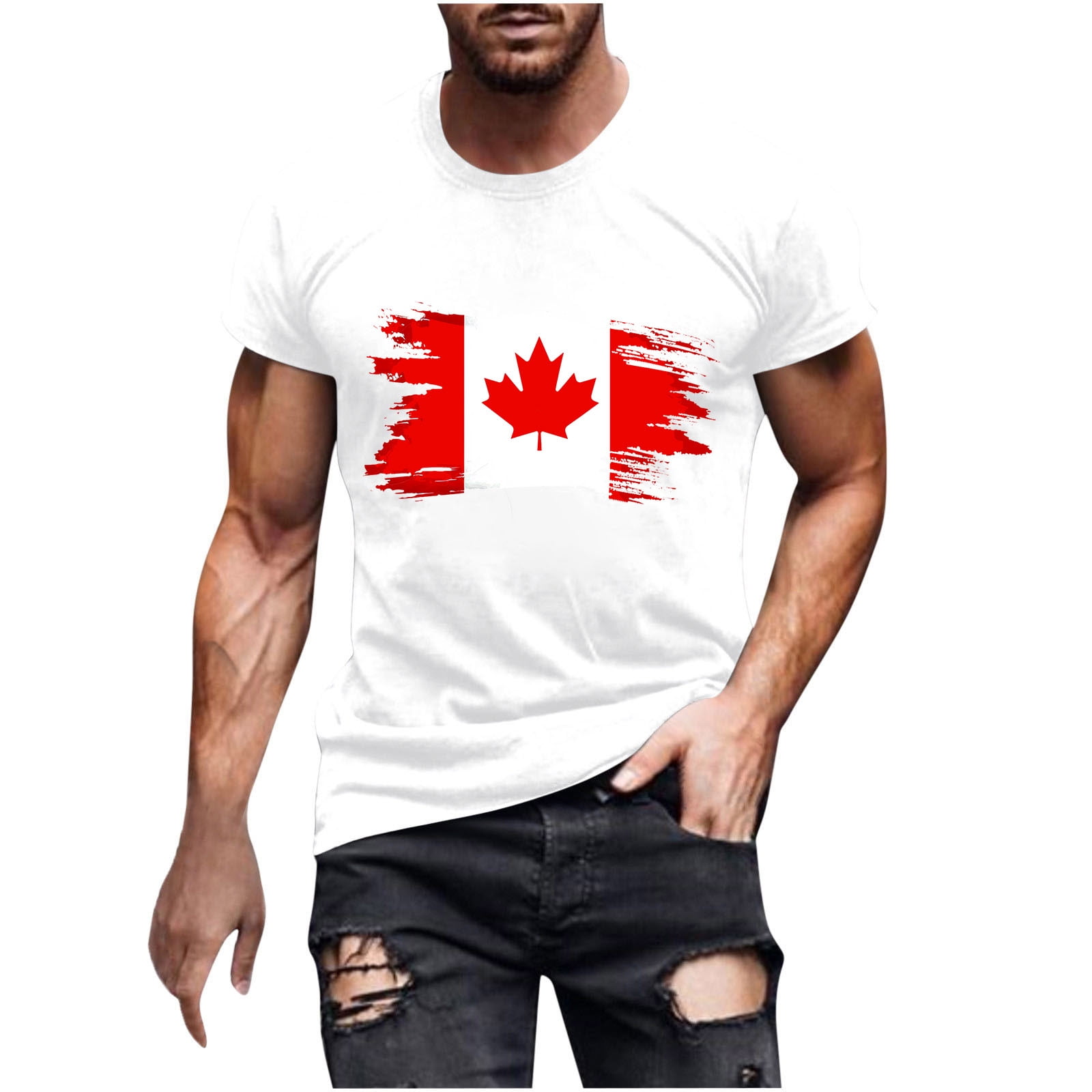 Click here for Amzcrzy Mens T-Shirts M-3xl Fashion Maple Leaf Pri... prices