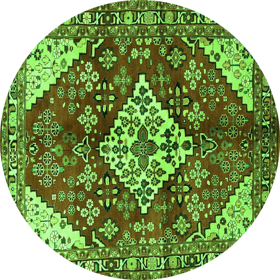 Ahgly Company Indoor Round Medallion Green Traditional Area Rugs, 5 ...
