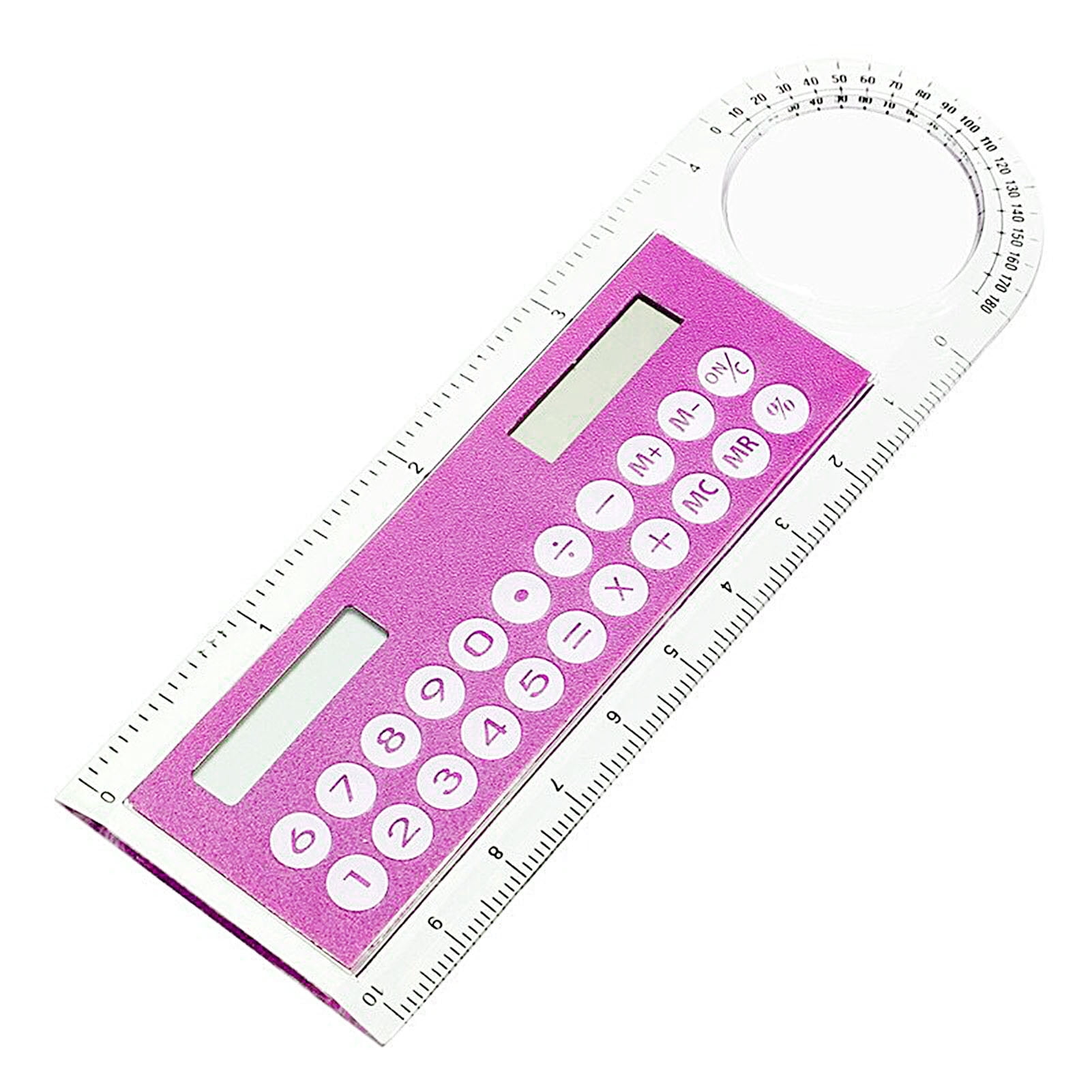 HEVIRGO Mini Solar Clear Ruler Calculator with Magnifier Student School ...