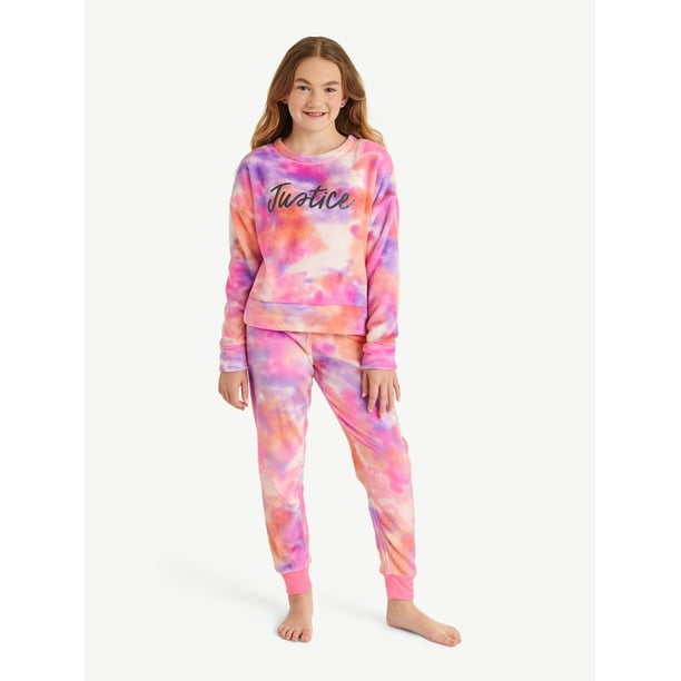Justice Girls Fleece Long Sleeve Top and Jogger Pant, 2-piece Pajama ...