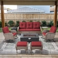 Opohoro 8-Piece Outdoor Patio Fire Pit Set with Sofa and Flat Arm, 43 ...