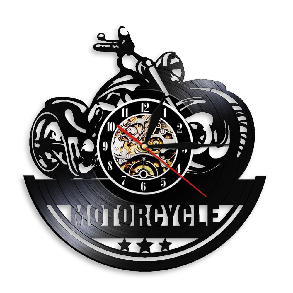 Creative Clock Watch Motorcycle Vinyl Records Hanging Watch Wall Clocks ...