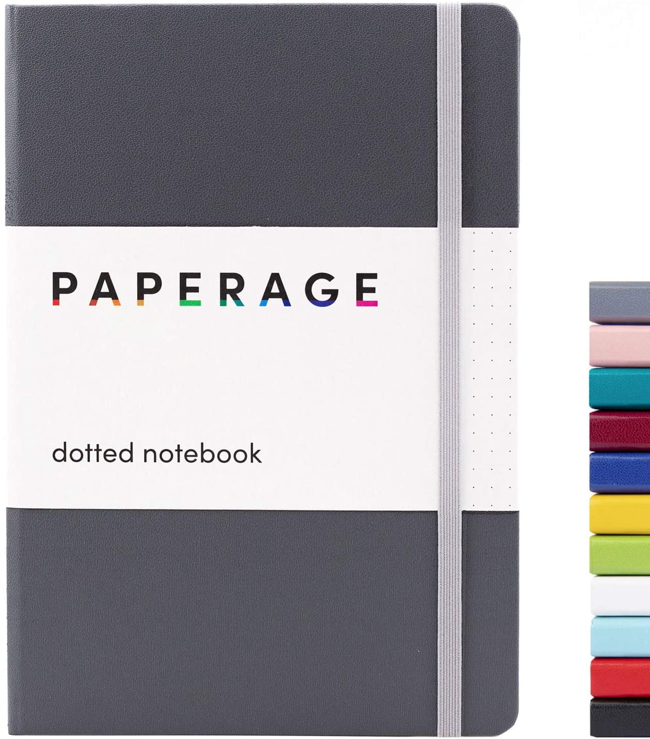 PAPERAGE Dotted Journal Notebook, (Dark Grey), 160 Pages, Hardcover, 5. ...