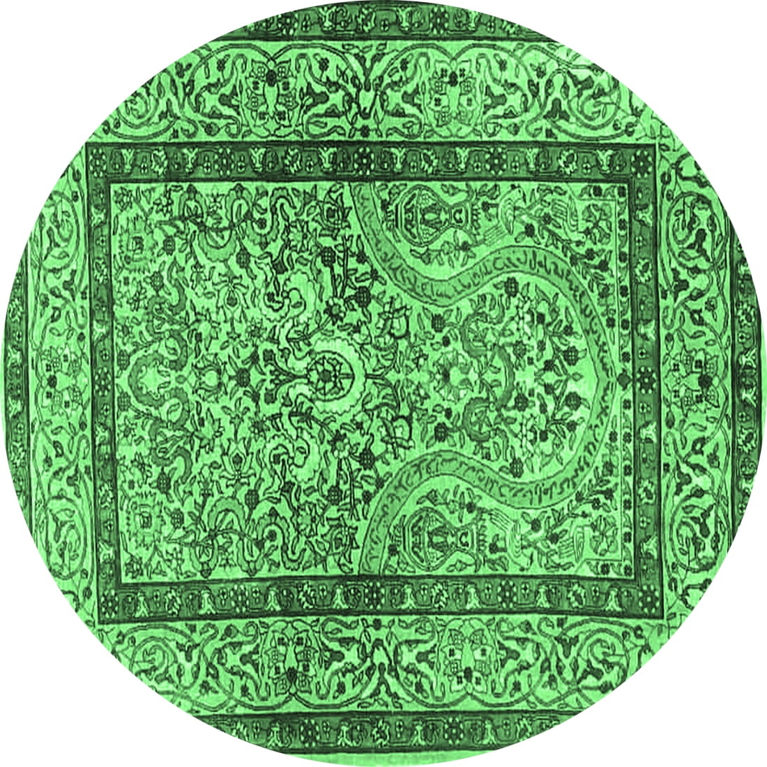 Ahgly Company Indoor Round Animal Emerald Green Traditional Area Rugs ...