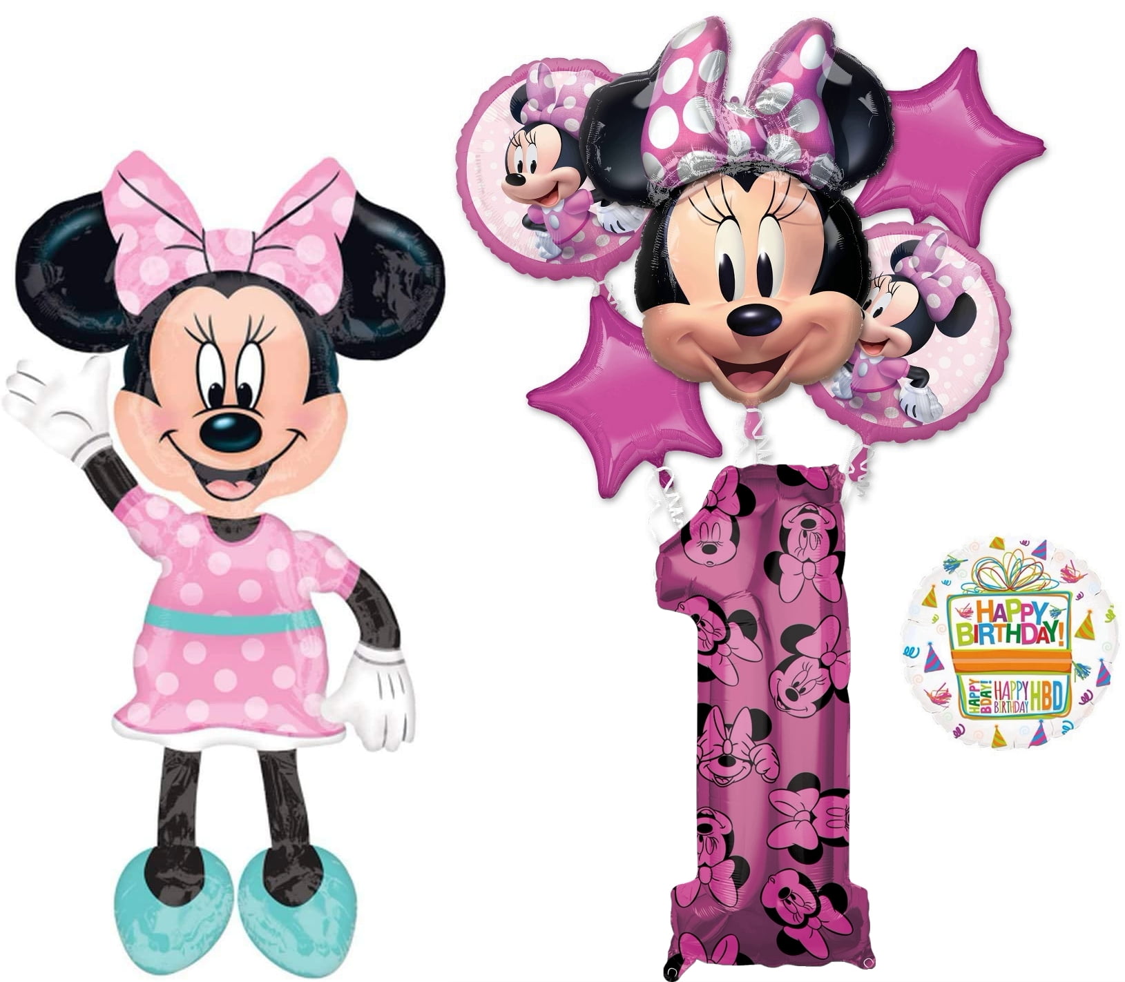 Minnie Mouse Party Supplies 1st Birthday Happy Helper Airwalker Balloon ...