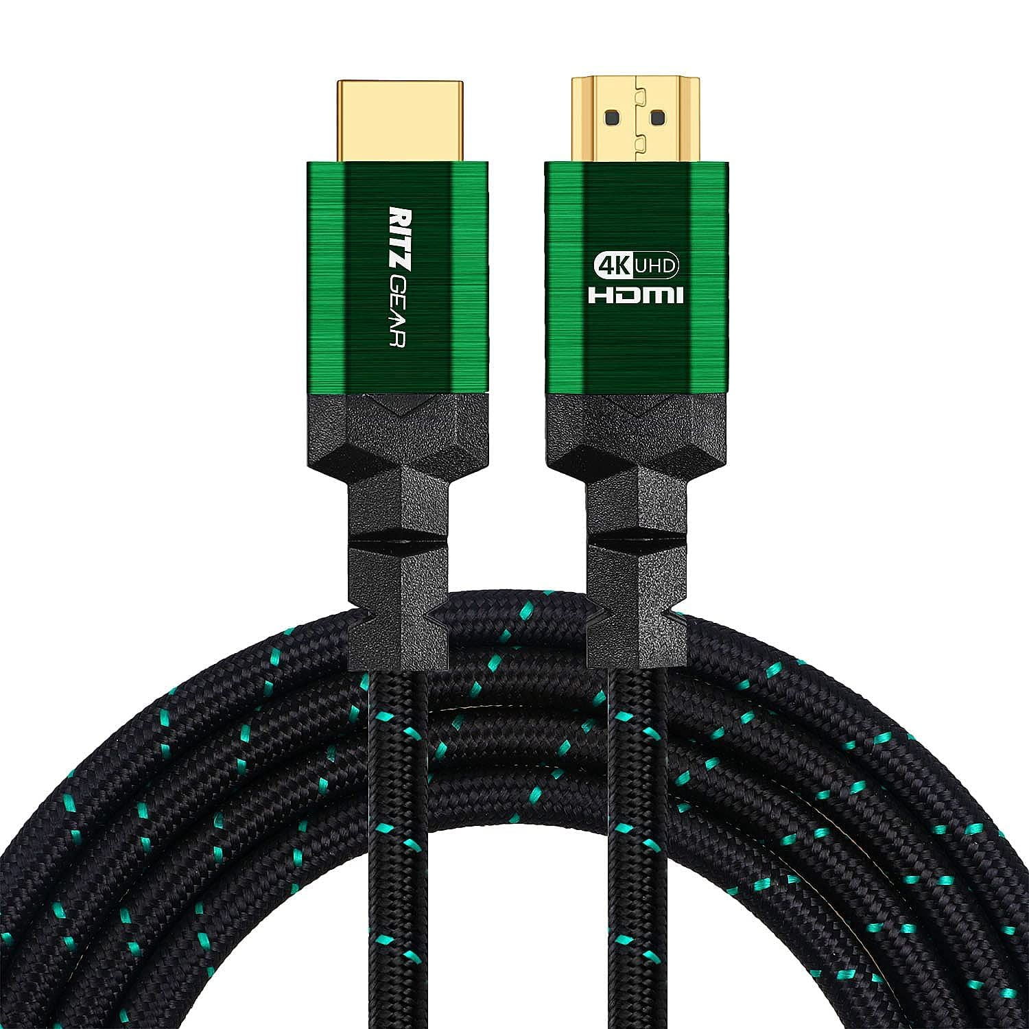 RitzGear Premium 20 ft. Braided 4K HDMI Cable, High Speed Long 18 Gbps ...