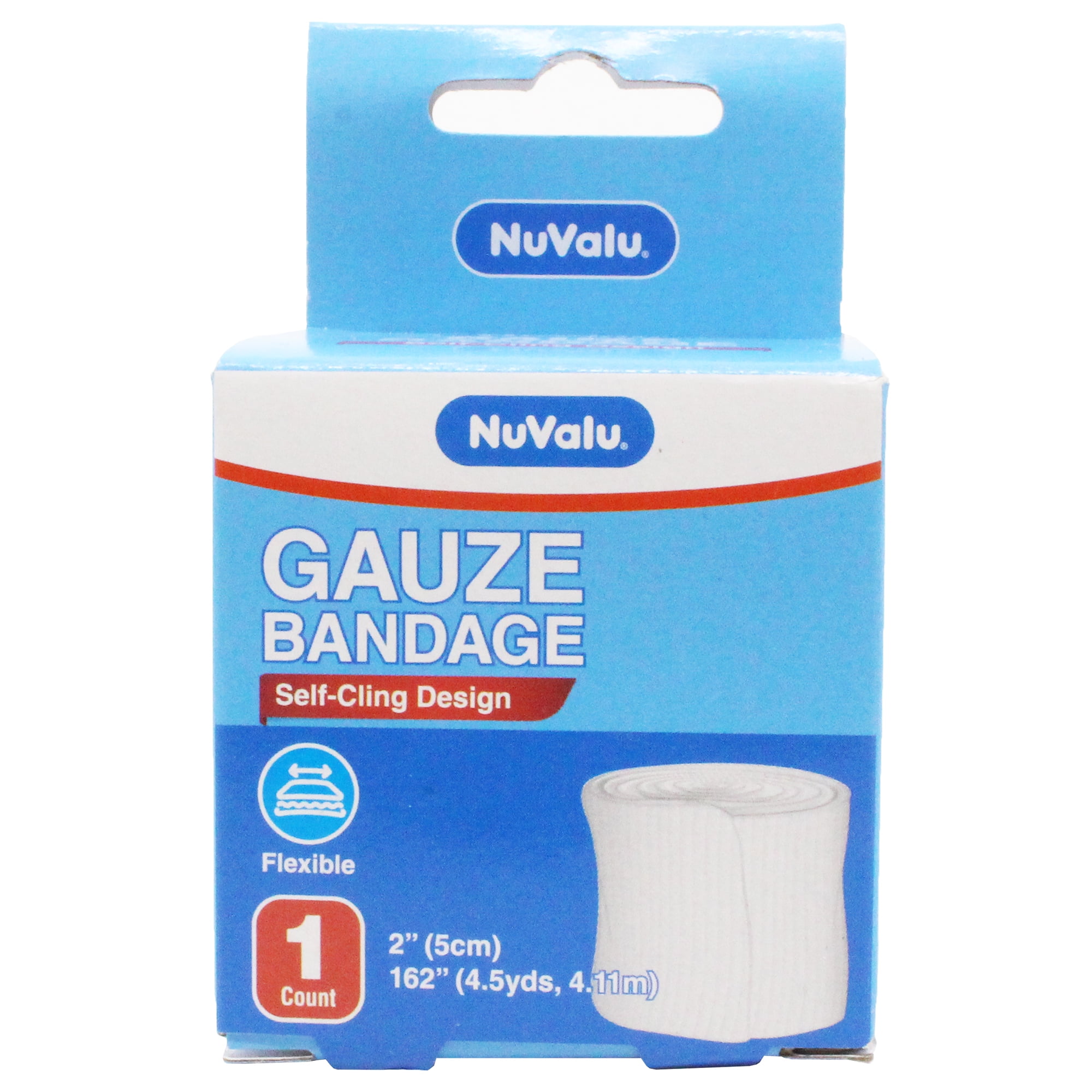NuValu Rolled Gauze Flexible Bandage Self-Cling for Covering Wounds, 1 ...