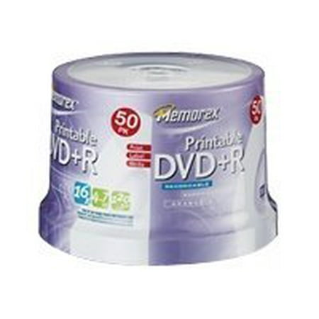 Memorex Printable - 50 x DVD+R - 4.7 GB 16x - ink jet printable surface ...