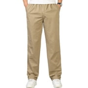 Mens Khaki Pants Elastic Waist