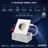 Luxrite 3 Inch Square Gimbal Recessed LED Lights 8W 5 CCT Selectable ...