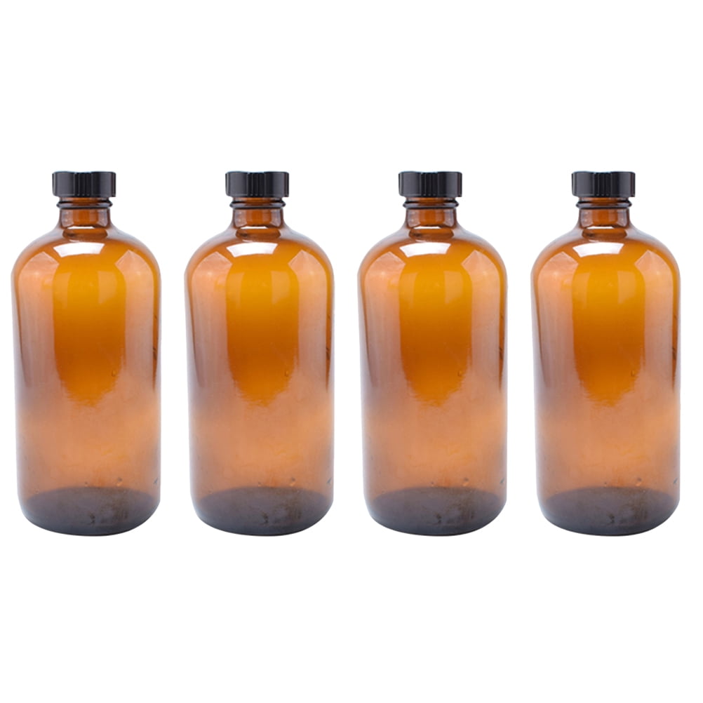 Hemoton Glass Amber Bottles Bottle 4 Oz Brown Bakelite Lid Round ...