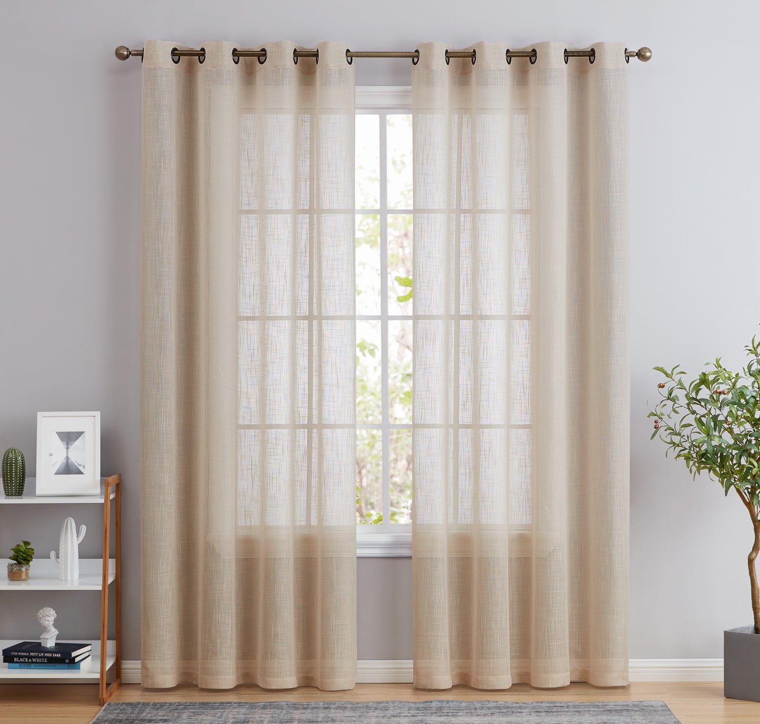 Thd Serena Faux Linen Textured Semi Sheer Privacy Light Filtering