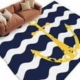 5x8 Area Rugs, Navy Ripple Non-Skid Rubber Backing Large Rectangle Rugs ...