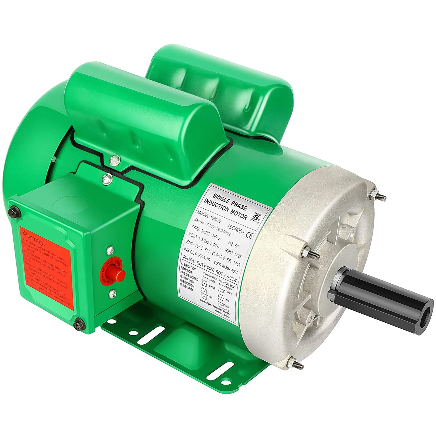2HP Electric Motor Farm Duty Single Phase Motor 1725RPM 115/230V 145T ...