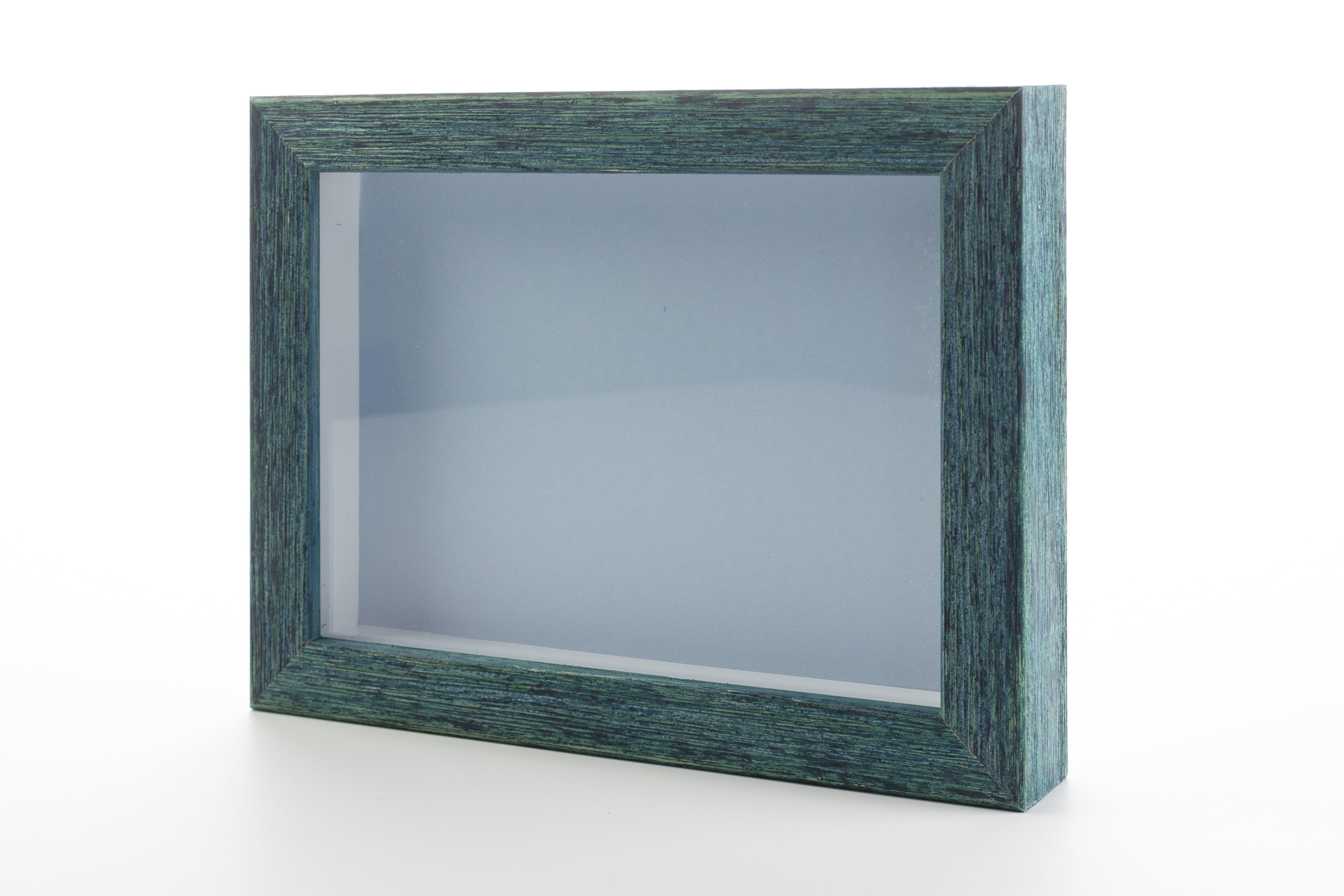 8x8 Shadow Box Frame Farm Blue Real Wood with a Blue Acid-Free Backing ...