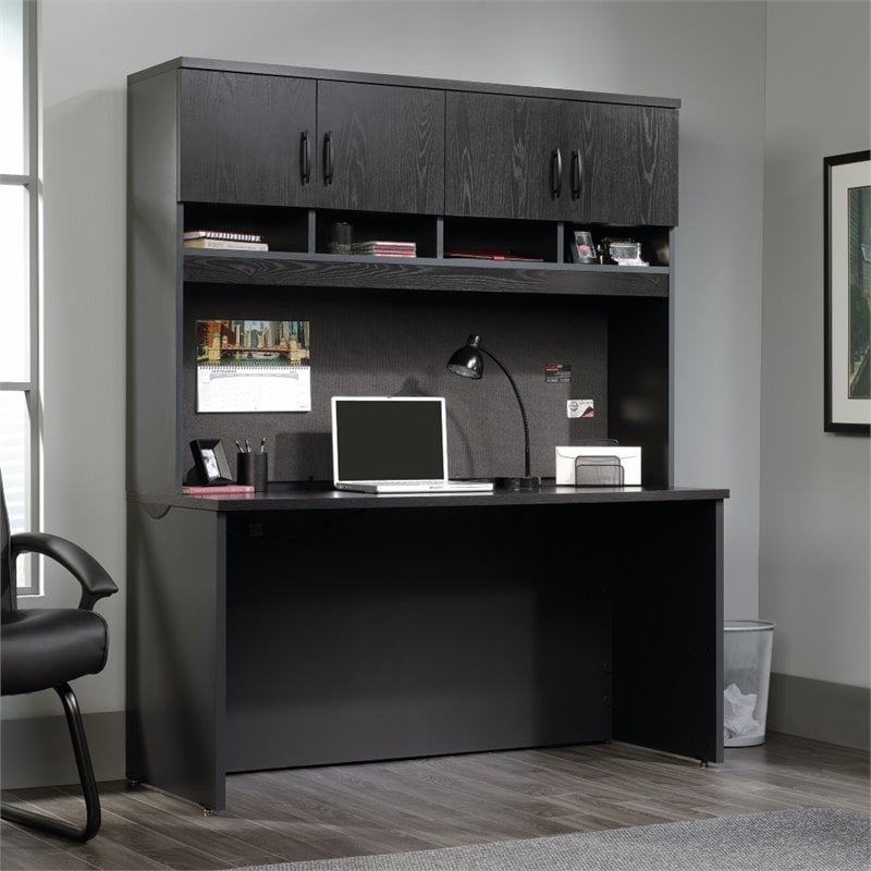 Sauder Via Writing Desk with Hutch in Bourbon Oak - Walmart.com