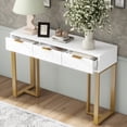Noble House Modern Console Table with Drawers & Gold Frame,Geometric ...