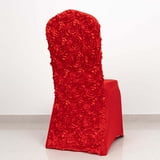 Efavormart Red Satin Rosette Spandex Stretch Banquet Chair Cover for ...