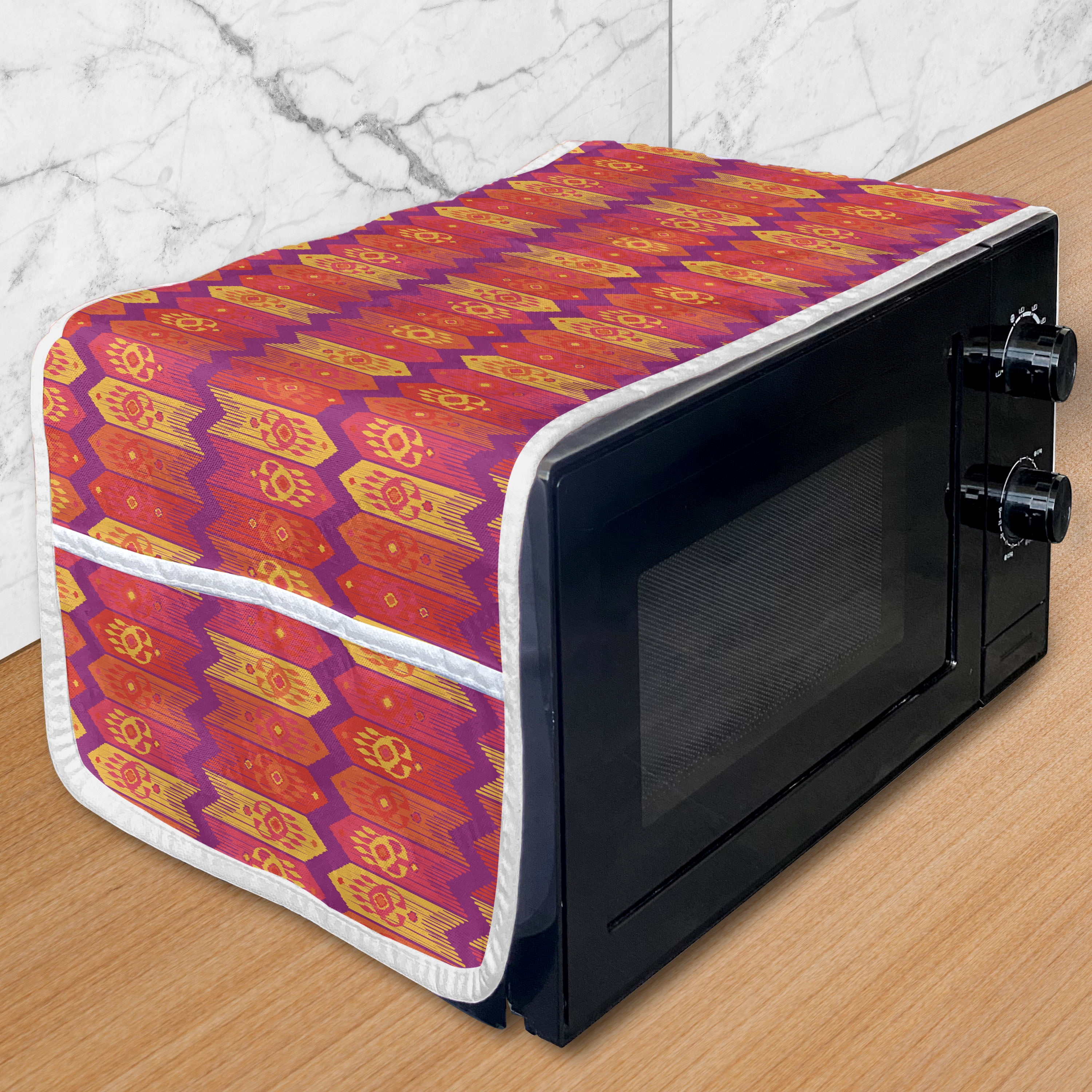 Ethnic Microwave Oven Cover, Continuous African Culture Colorful Funky ...