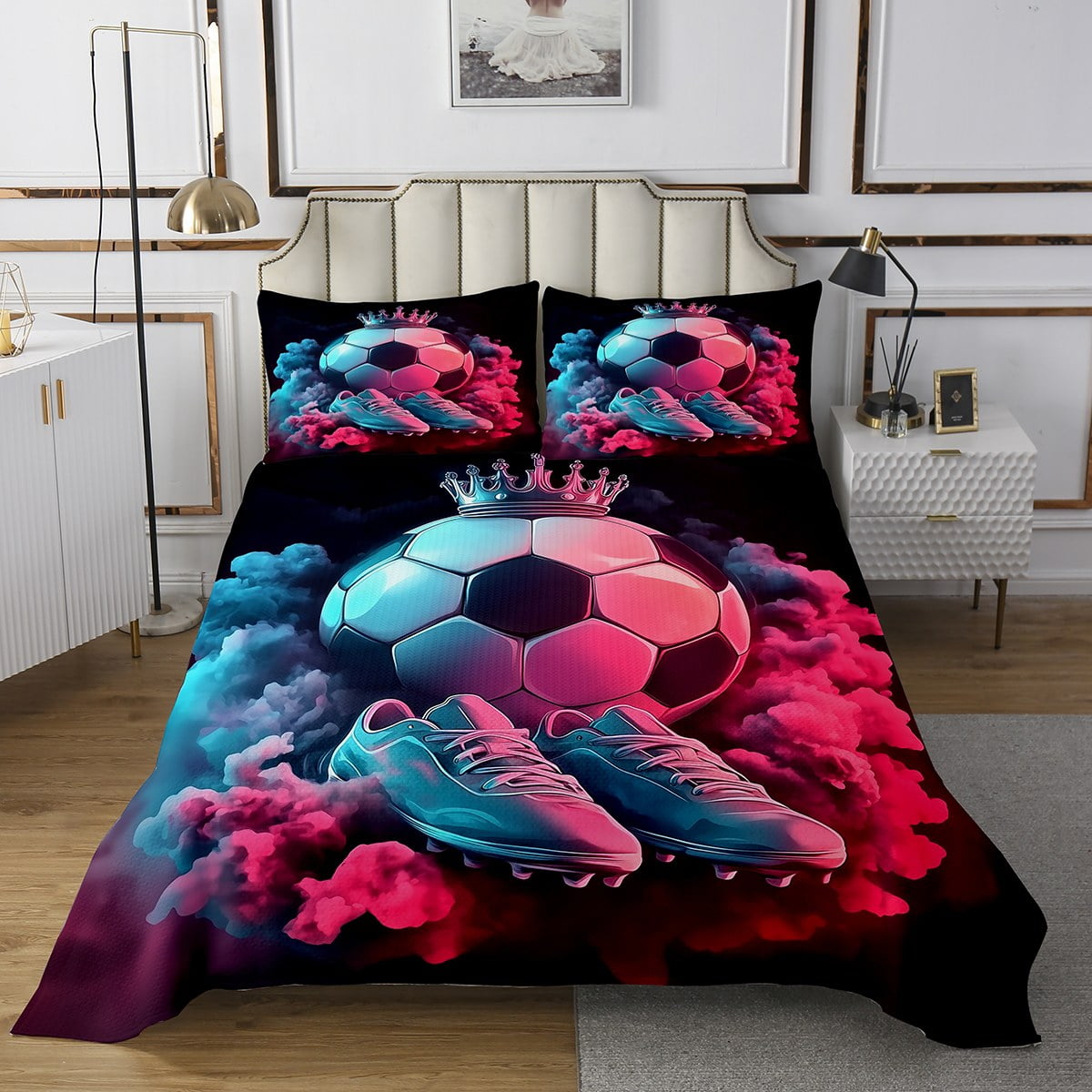 Click here for Erosebridal 3d Soccer Bedspread Queen Size Footbal... prices