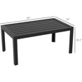 Patio Coffee Table, Rectangle Outdoor Side Table with Steel Frame and ...