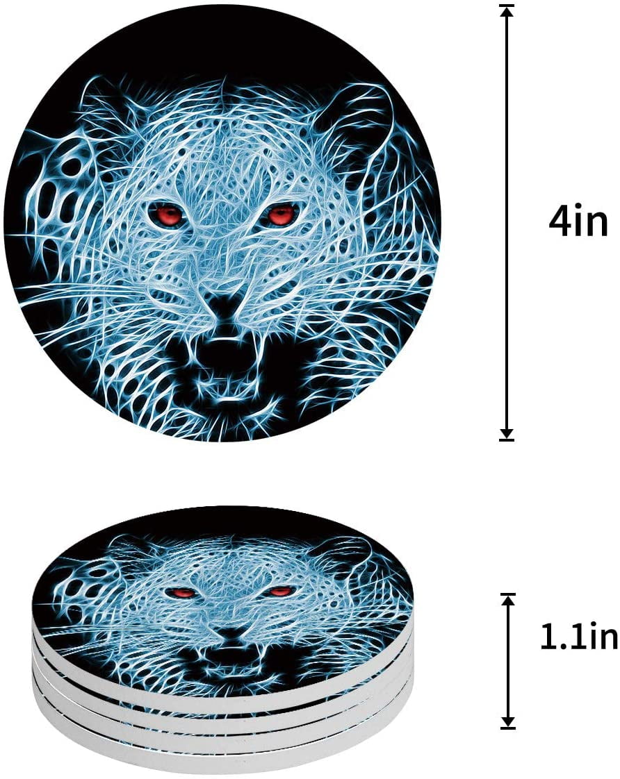 ZHANZZK Tiger Set of 8 Round Coaster for Drinks, Absorbent Ceramic ...