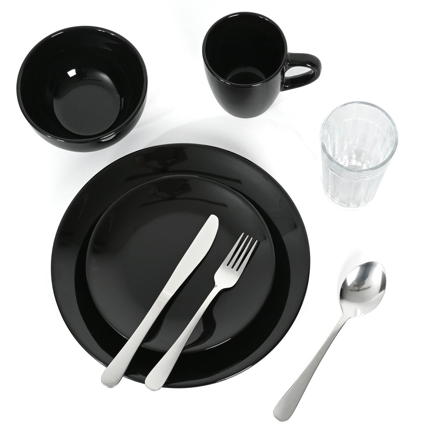 Mainstays Allesandra 32 piece Solid Ceramic Dinnerware Combo Set, Shiny ...