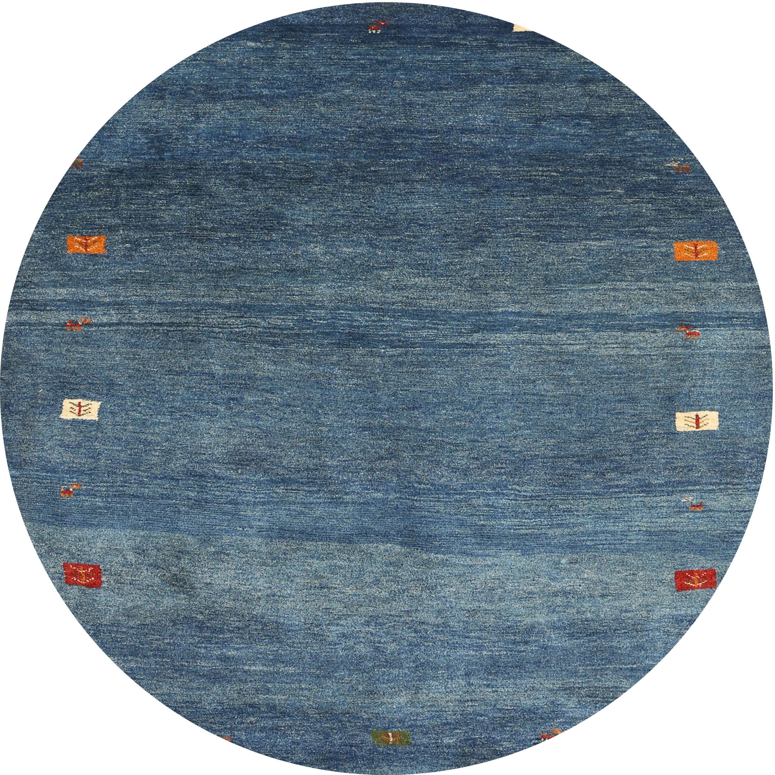 Ahgly Company Indoor Round Contemporary Blue Abstract Area Rugs, 6 ...