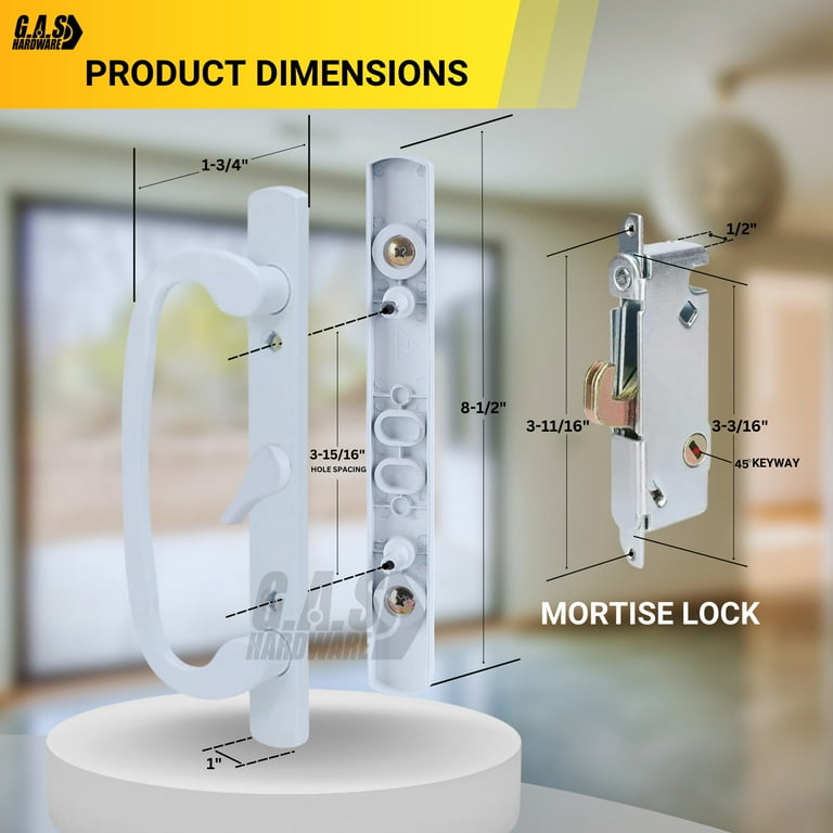 Legacy Sliding Patio Door Handle Set Sash Controls 2265 WITH Mortise Style Lock 45 Non keyed Door Handles Fits 3 15 16 Screw Hole Spacing Center Set Latch Walmart