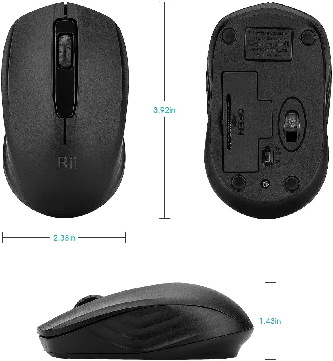 Rii Wireless Mouse 1000 DPI Rii para PC Laptop Windows Office | Walmart ...