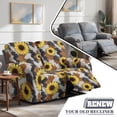 SCRAWLGOD Sunflower Cow Print Recliner Cover with Pocket Stretch Non ...