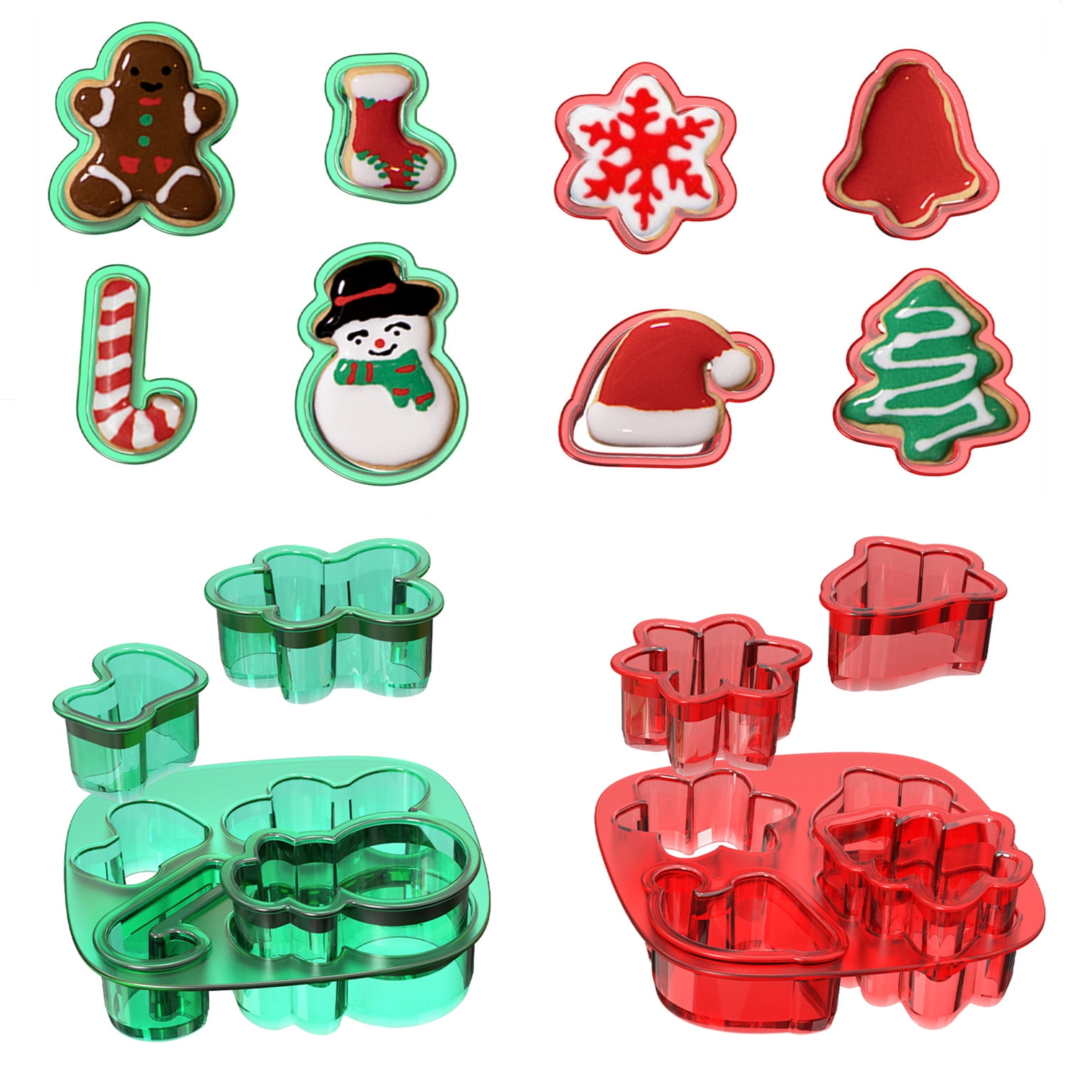 Mini Christmas Cookie Cutters, 8 Piece Small Xmas Holiday Cookies Molds ...