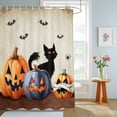 Bathroom Shower Curtain Halloween Pumpkin Ghost Black Cat Waterproof ...