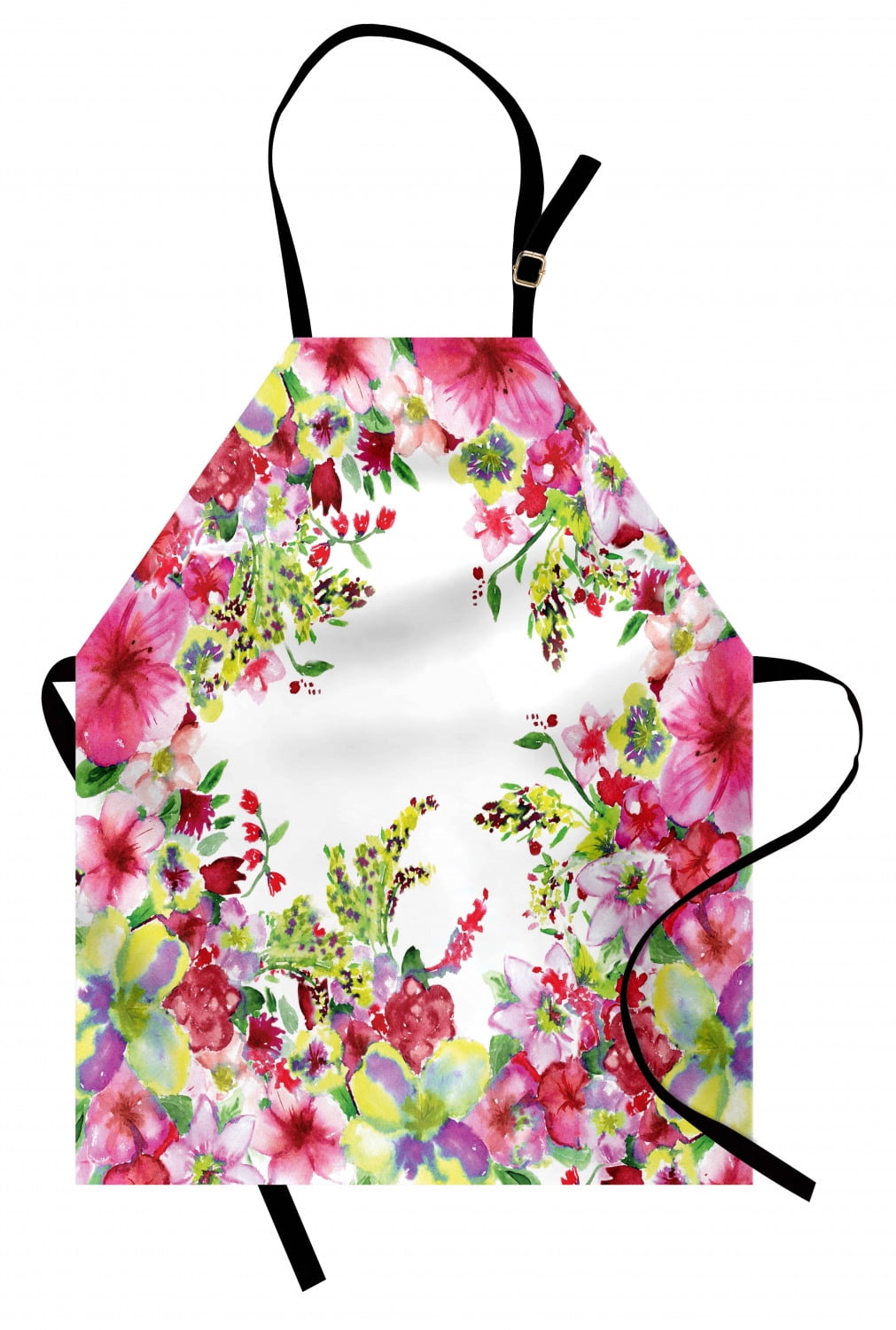 Watercolor Flower Apron Fresh Curly Willow and Dahlia Floral Summer ...