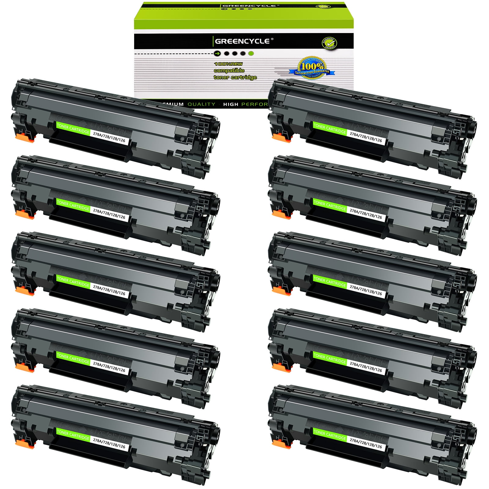 GREENCYCLE 10 Pack Compatible for HP 78A CE278A Black Toner Cartridge ...