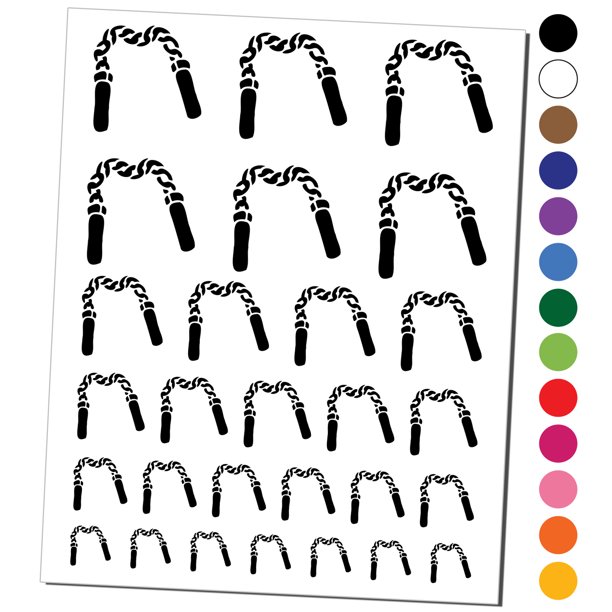 Nunchuks Nunchaku Martial Arts Weapon Water Resistant Temporary Tattoo ...