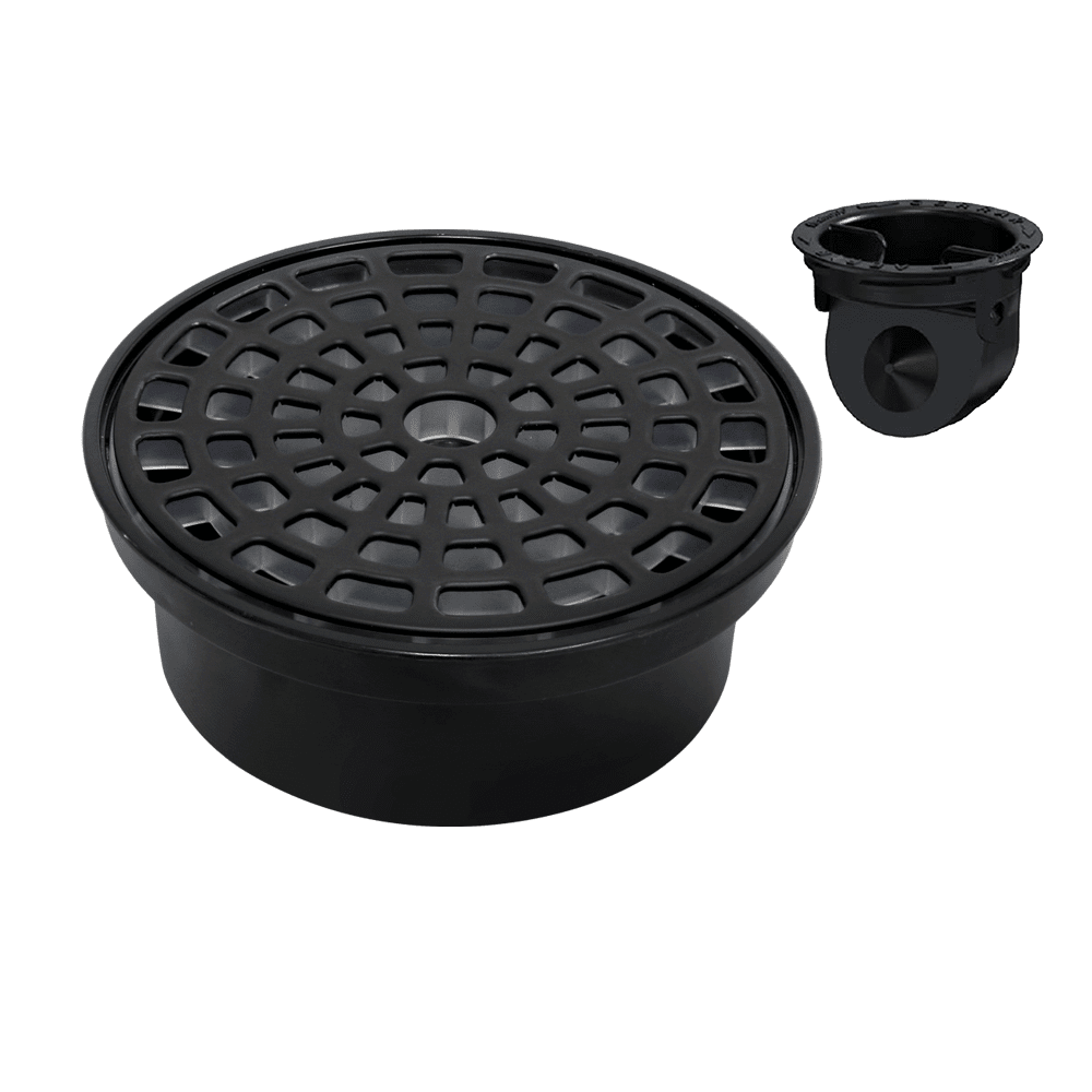 Coladera universal negra para tubería directa, cubierta de acero ...