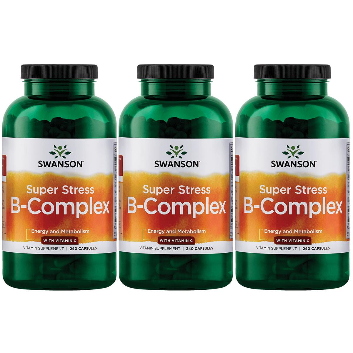 Swanson Super Stress B-Complex with Vitamin C 240 Caps 3 Pack - Walmart.com
