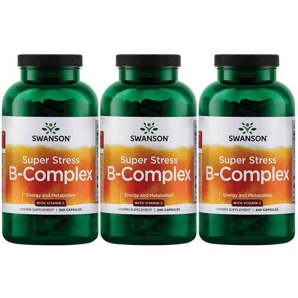 Swanson Super Stress B-Complex with Vitamin C 240 Caps 3 Pack - Walmart.com