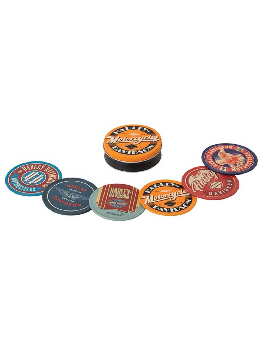 Harley-Davidson Retro H-D Tin 3.5 inch Coaster Set, Pack of 6 - Matte ...