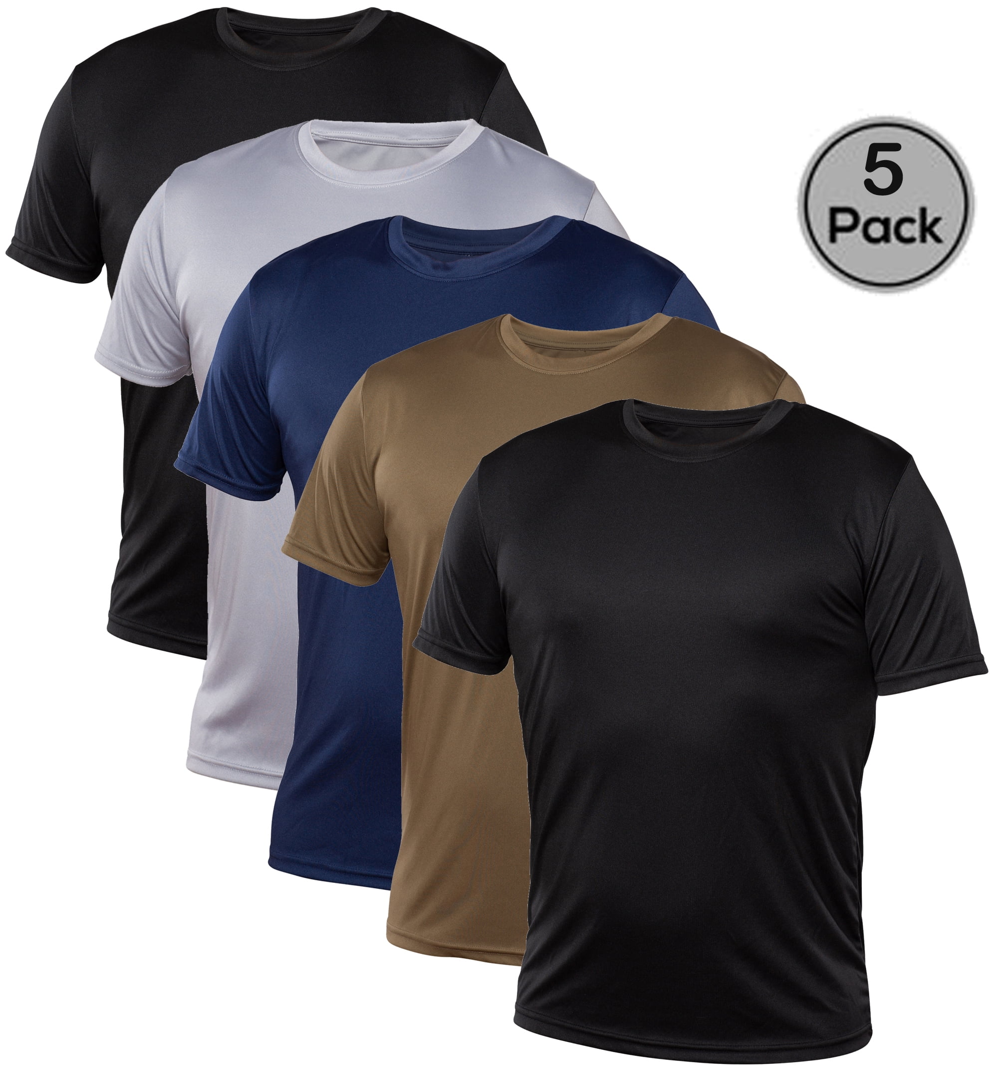 Blank Activewear, 5 Pack Men's Crew Neck Performance T-Shirt, XS to 4XL ...