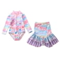 CAIVO Kids Long Sleeve Sun Protective Swimsuit With Detachable Tail For ...