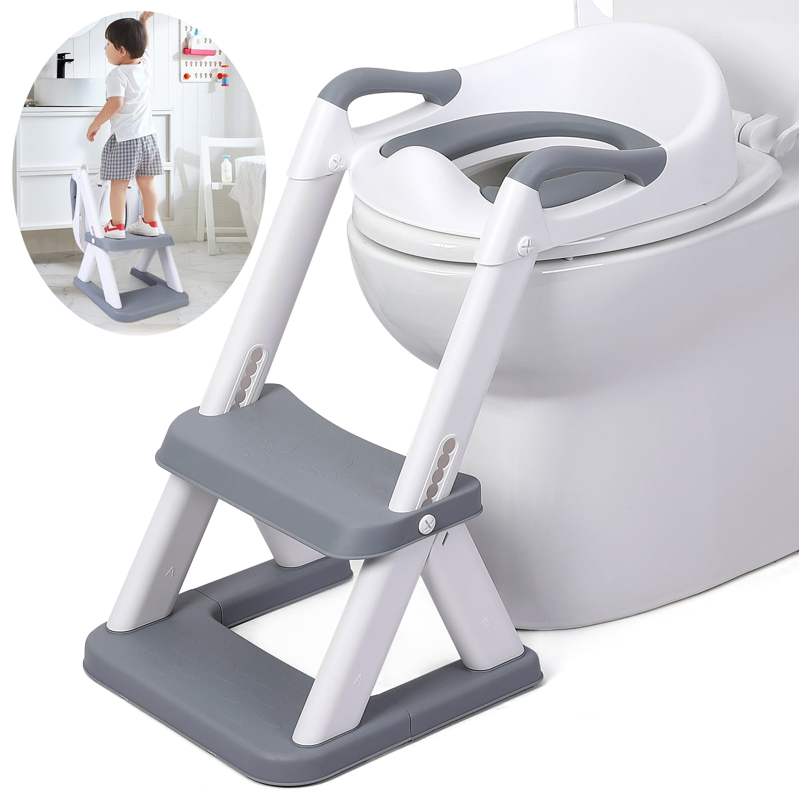 Potty Training Toilet Seat with Step Stool Ladder, Triangle Design ...